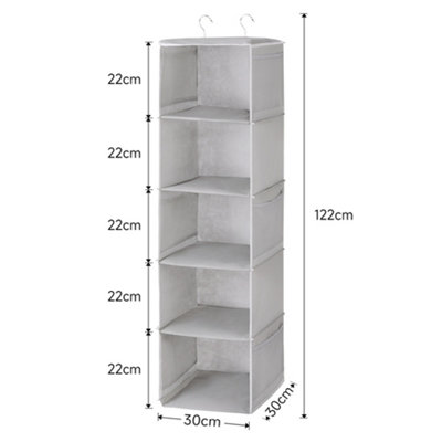 5 Tier Closet Hanging Storage Shelves Hanging Closet Organizer and ...