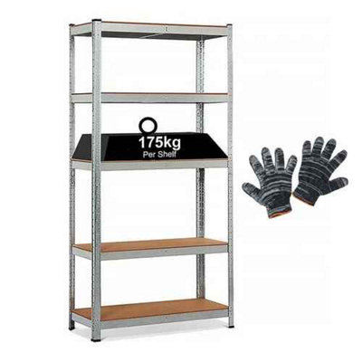 5 Tier Garage Shelving Unit, Storage Rack Galvanised Steel