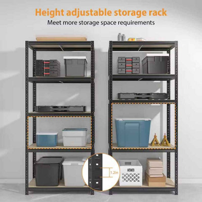 5 Tier Garage Shelving Unit, Storage Rack Steel, Black