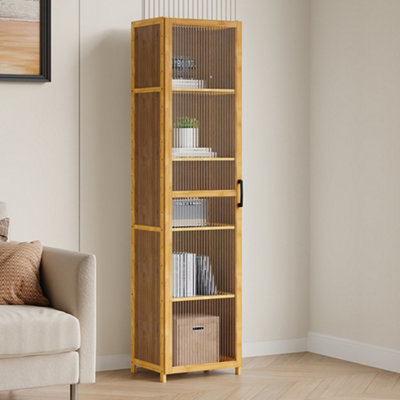 5-Tier Narrow Bookcase Storage Cabinet with Acrylic Door