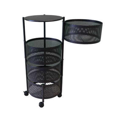 5 Tier Round Multipurpose Rotating Storage Trolley Cart Vegetable ...