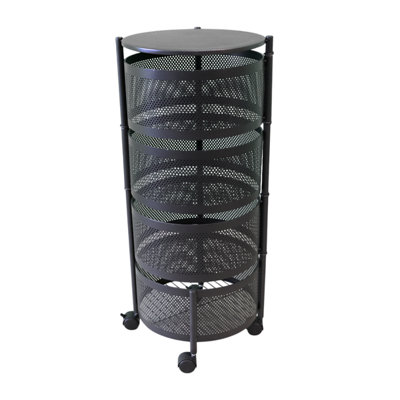5 Tier Round Multipurpose Rotating Storage Trolley Cart Vegetable ...