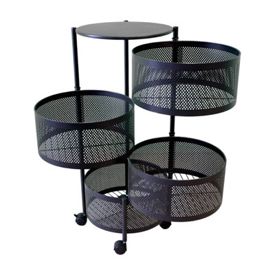 5 Tier Round Multipurpose Rotating Storage Trolley Cart Vegetable ...