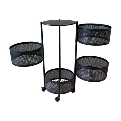 5 Tier Round Multipurpose Rotating Storage Trolley Cart Vegetable ...