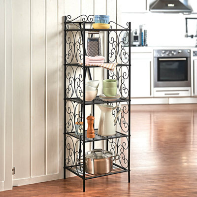 5-tier Scroll Shelving Unit, Freestanding Baker's Shelf, Tall Storage ...