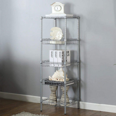5 Tier Shelving Unit - Multi Purpose Stainless Steel Wire Rack Storage ...