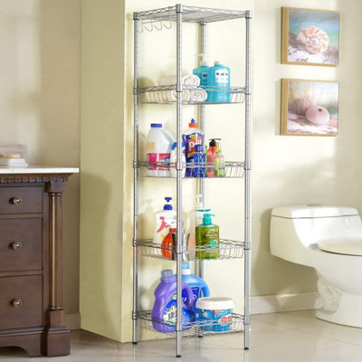 5 Tier Shelving Unit - Multi Purpose Stainless Steel Wire Rack Storage ...