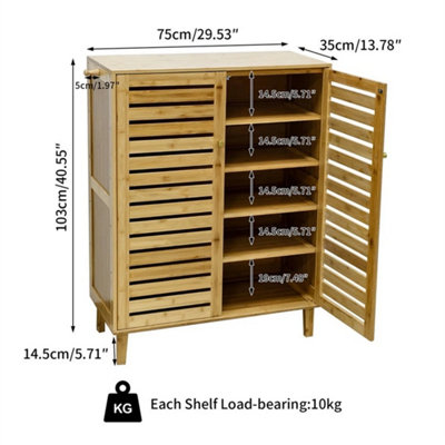 5 Tier Shoe Cabinet Hallway Space-Saving Storage Rack