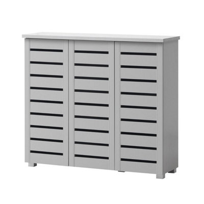 5 Tier Shoe Storage Cabinet 3 Door Cupboard Stand Rack Unit Grey