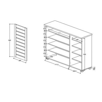 5 Tier Shoe Storage Cabinet 3 Door Cupboard Stand Rack Unit Sonoma Oak