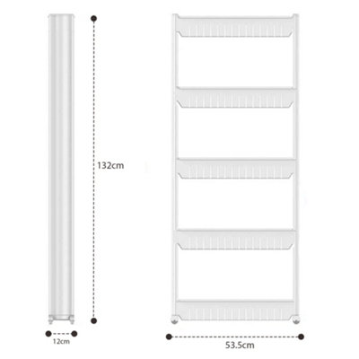5 Tier Slim Slide Out Kitchen Trolley Storage Shelf & Organizer Rack