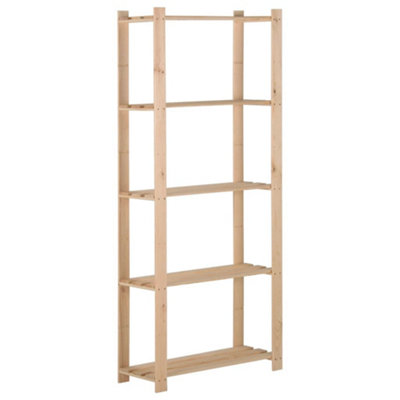 5-Tier Solid Pine Storage Rack - Dimensions: 80x28.5x170cm