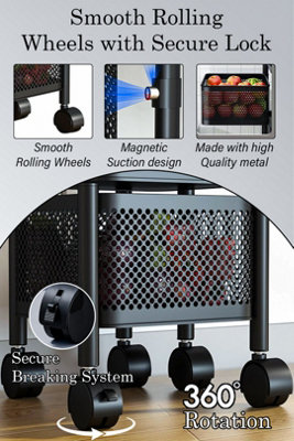 5 Tier Square Rotating Kitchen Bathroom Trolley Cart Storage Basket ...