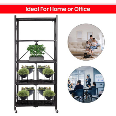 5 Tier Storage Cart with 4 Wheels Utility Cart Storage Rolling Shelves ...