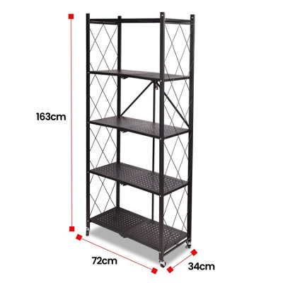 5 Tier Storage Cart with 4 Wheels Utility Cart Storage Rolling Shelves ...