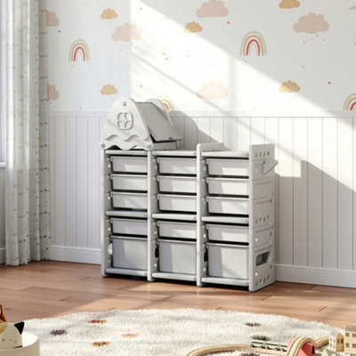5 Tier Toy Storage Organizer with 15 Pull Out Bins Kids Toy Organizers ...