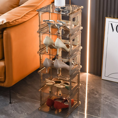 5-Tier Transparent Freestanding Shoe Rack Shoe Storage Organizer | DIY ...