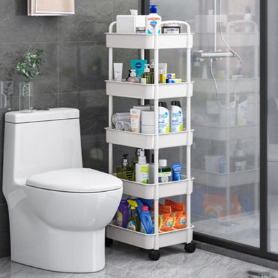 5-tier Trolley on Wheels, Kitchen Storage Utility Cart, Rolling Storage ...