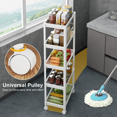 5-tier Trolley on Wheels, Kitchen Storage Utility Cart, Rolling Storage ...