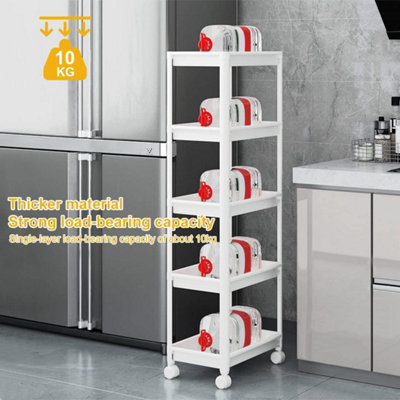 5-tier Trolley on Wheels, Kitchen Storage Utility Cart, Rolling Storage ...