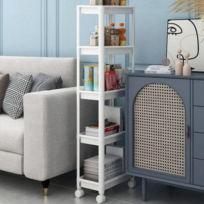 5-tier Trolley on Wheels, Kitchen Storage Utility Cart, Rolling Storage ...