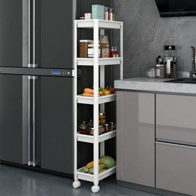 5-tier Trolley on Wheels, Kitchen Storage Utility Cart, Rolling Storage ...