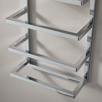 5 Tier Wall Mounted Bathroom Towel Storage Holder Rack in Chrome