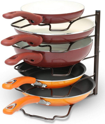 5 Tier Wall Mounted & Free Stand Frying Pan Rack - Kitchen Cabinet ...