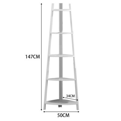 5 Tier White Modern Corner Storage Rack Ladder Bookshelf Plant Display ...