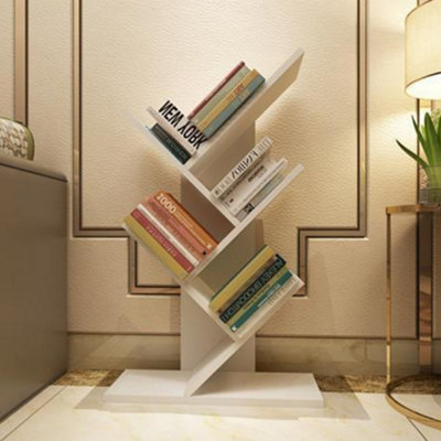 Buy 5 Tier White Standing Bookshelves Tree Design Desktop Bookcase ...