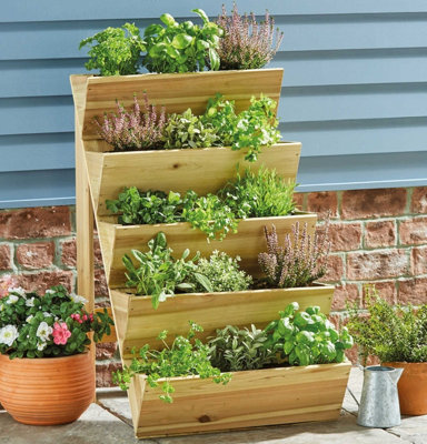5 Tier Wooden Step Garden Planter Patio Herb Flower Shrub | DIY at B&Q