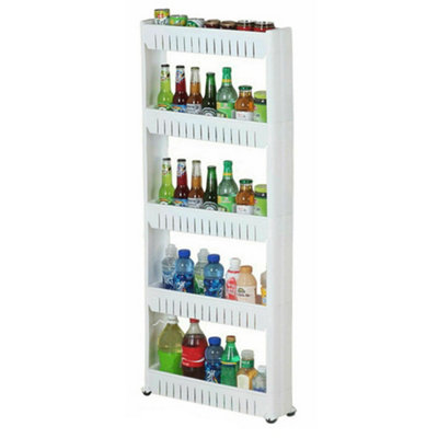 5 Tiers Fridge Side Narrow Shelf Kitchen Storage Rack with Wheels