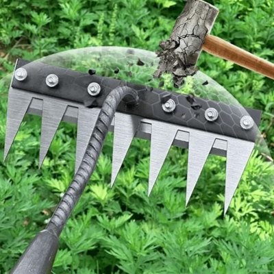 5 tines Iron Weed Rake Upgraded Multifunctional Weed Artifact ...