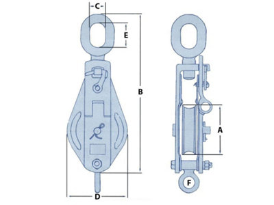 5 Ton 250MM Snatch Block With Swivel Eye Blue Painted - 22MM Wire Rope ...