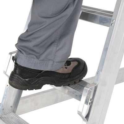 5 Tread 1.3m Aluminium Warehouse Steps with Handrail for Safe Narrow ...