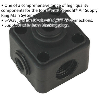 5 Way 1/2" BSP Joint Adapter - Wall / Ceiling Mounted - Air Pipe ...