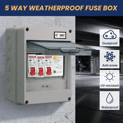 5 Way Electrical Consumer Unit , RCD Protected Fuse Box with 2 MCBs