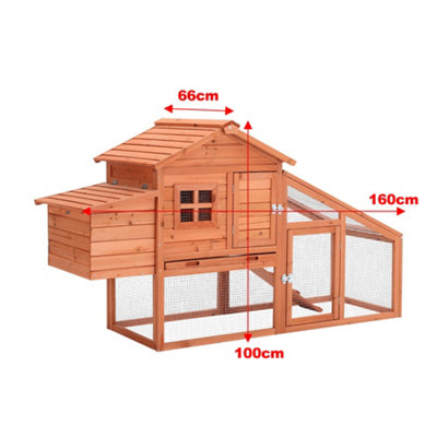 5 x 2 ft Brown Wooden Chicken Hen Coop Poultry House with Nest Box