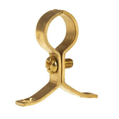 5 x 35mm Schoolboard Pipe Clips Pressed Brass Screw-On Brackets