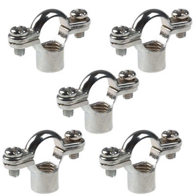 5 x 35mm Single Munsen Rings Clips Chrome Pipe Brackets M10 Thread