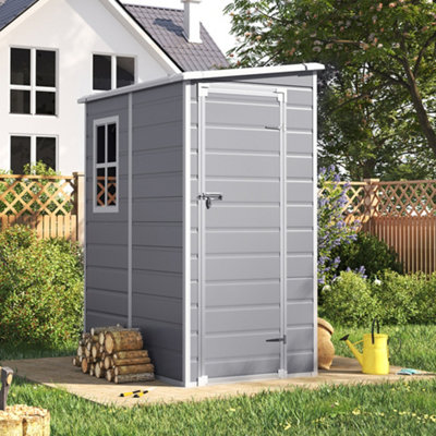 5 x 4 ft Pent Plastic Shed Garden Storage Shed with Window and Door ...