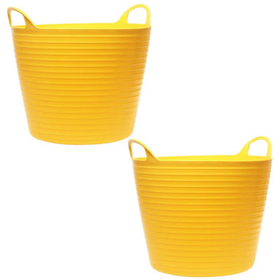 5 x 40L Flexible Yellow Strong Plastic Tubs Ideal For Storage, Home ...