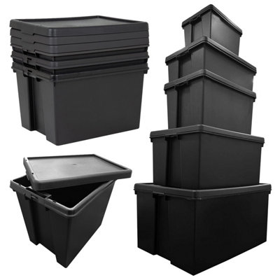 5 x 45L Extra Large Super Strong Black Impact Resistant Heavy Duty ...