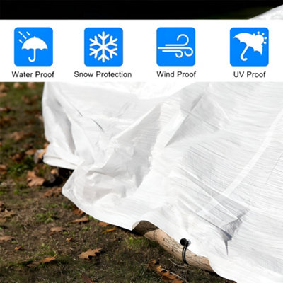 5 x 5 m Tarpaulin Cover - White 90GSM - Waterproof, Frost-Resistant, UV ...