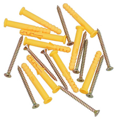 5 x 60mm Countersunk Screws And Wall Raw Plugs For Wood Concrete Brick 20pc
