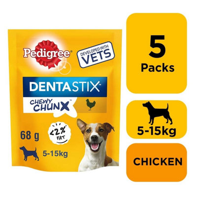 5 x 68g Pedigree Dentastix Chewy Chunx Mini Dog Treat Chicken Flavour | DIY at B&Q