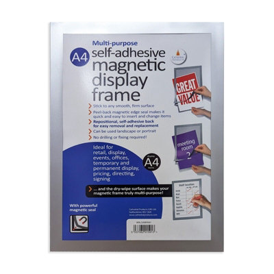 5 x A4 Self-Adhesive Magnetic Display Frames - Landscape or Portrait ...