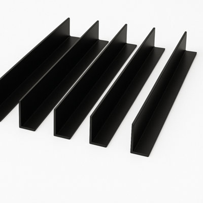 5 x Black 1 Metre UPVC Plastic Rigid Angle 70 x 30mm Corner Cover Trim ...