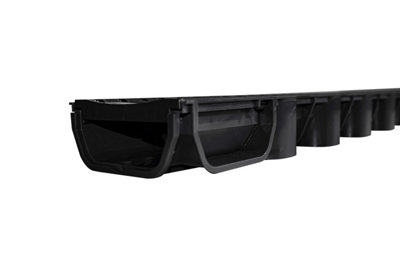 5 x Black Low Flow Shallow Flow Drain Plastic Grating 50mm Deep x 1m ...