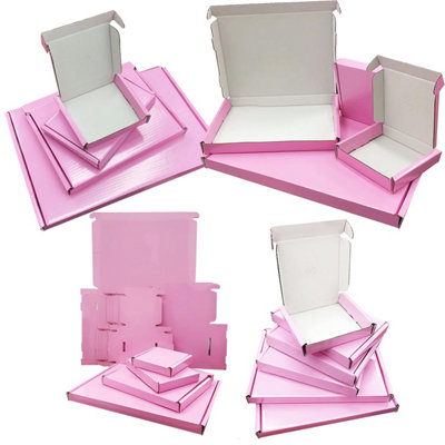 5 x Bright Pink Postal Packing Shipping Die Cut Boxes C4 Size